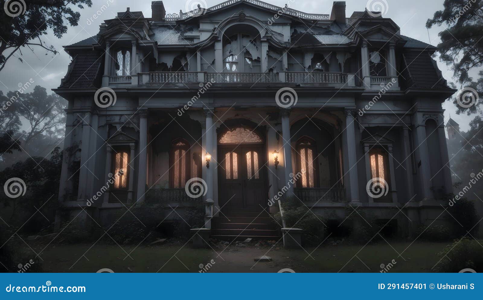 A Haunted Mansion with Creaky Doors and Broken Windows. Image is ...