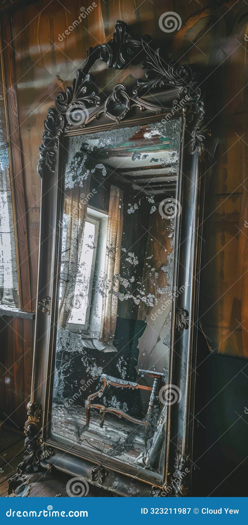 Haunted Mirror As Halloween Prop Stock Illustration - Illustration of ...