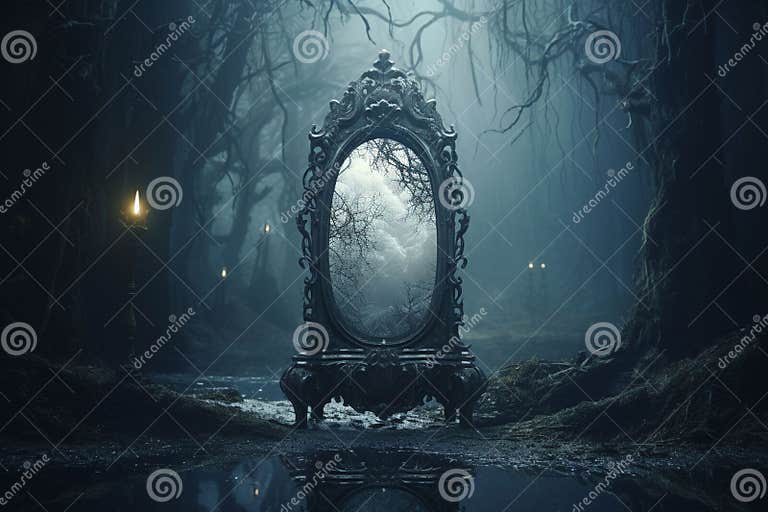 Haunted Mirror Reflections Ghostly Reflections Stock Illustration ...