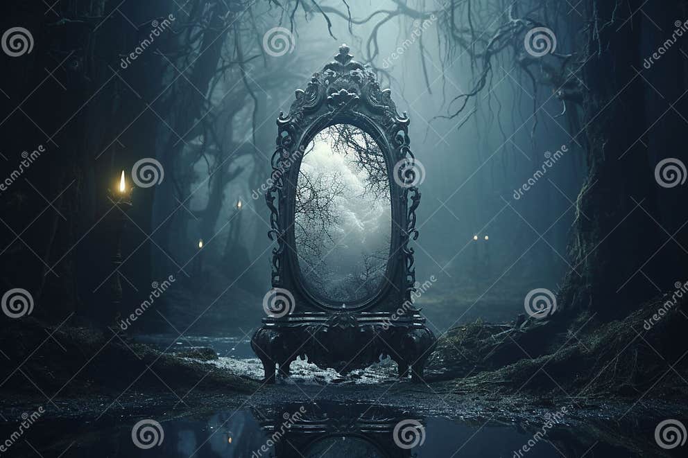 Haunted Mirror Reflections Ghostly Reflections Stock Illustration ...