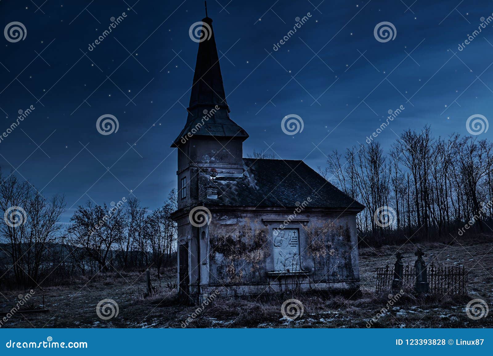 Night graveyard stock photo. Image of graveyard, fence - 123393828
