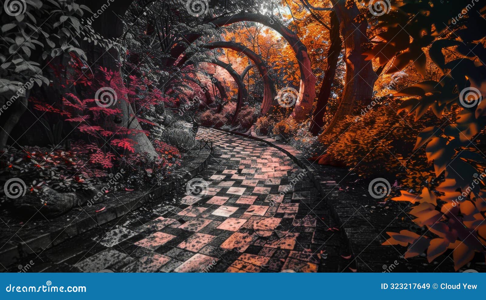 Haunted Path Optical Illusion Halloween Stock Illustration ...