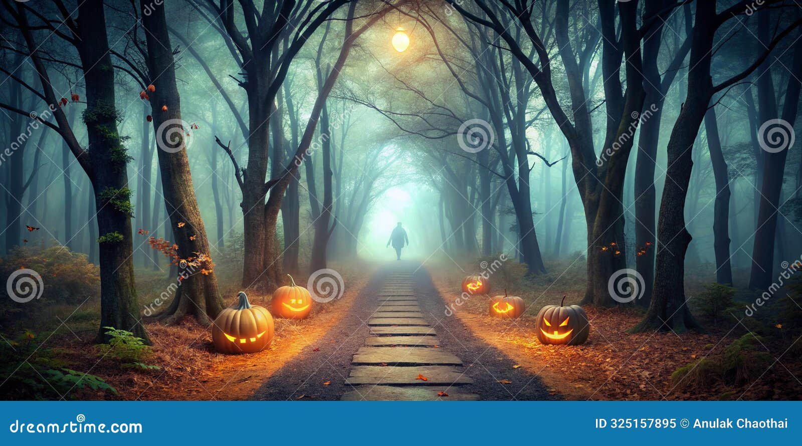 Haunted Path Optical Illusion Halloween AI Generative Stock ...