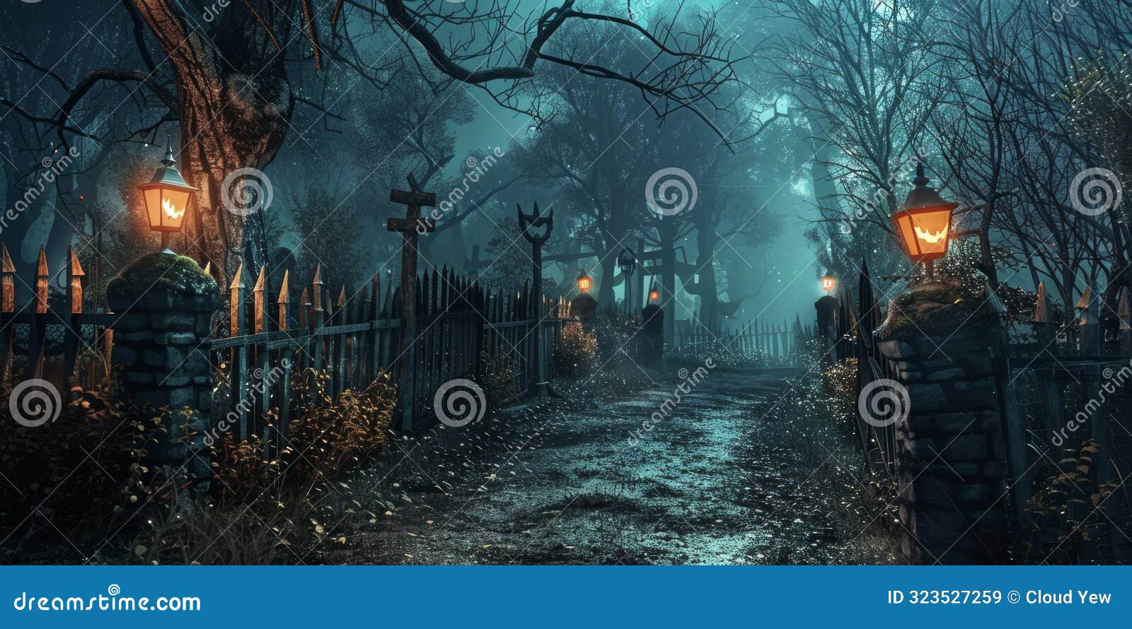 Haunted Pathway Halloween Layout Background Stock Illustration ...