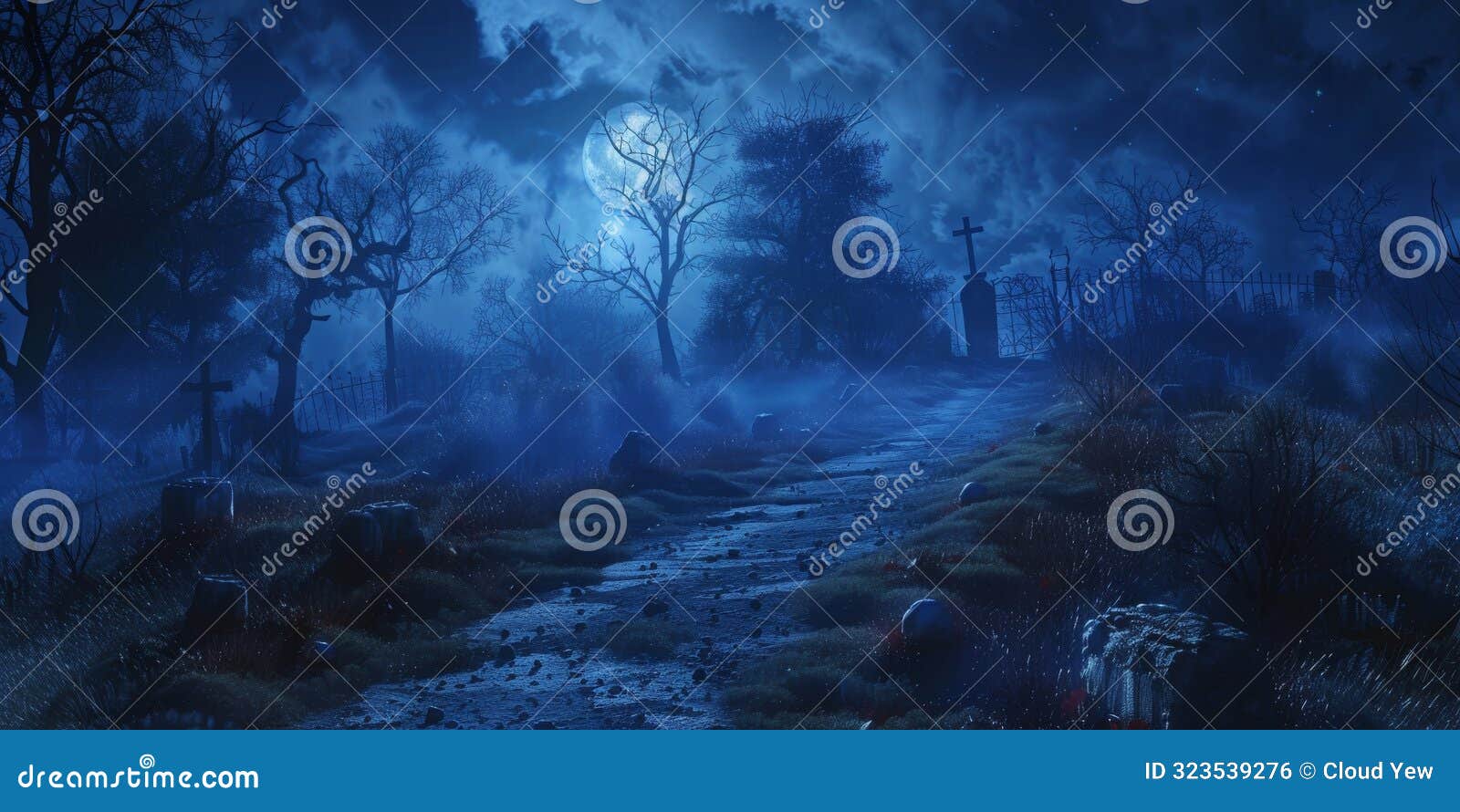 Haunted Pathway Halloween Layout Background Stock Illustration ...