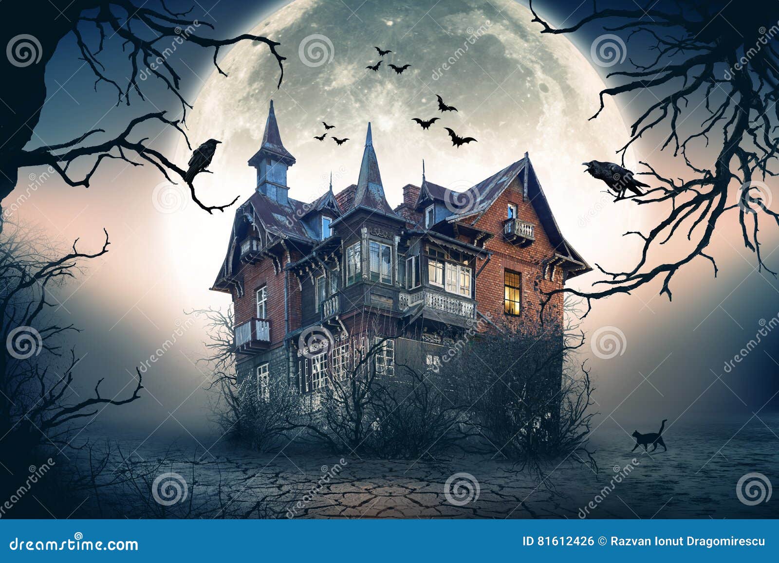 Haunted Horror House. Old Haunted House In The Woods With Evil Spirits ...