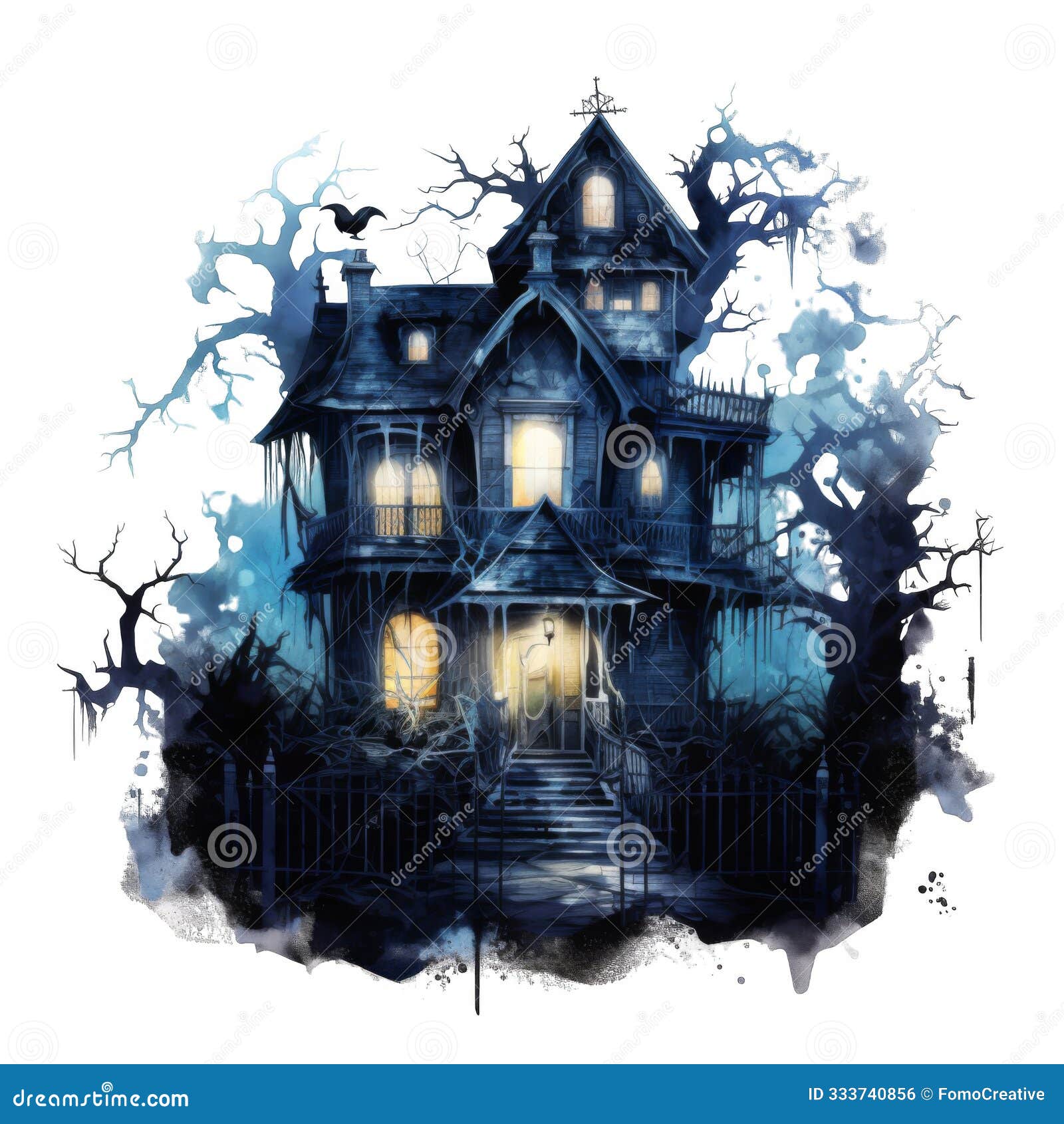 Victorian Mansion With Fountain Cartoon Vector | CartoonDealer.com ...