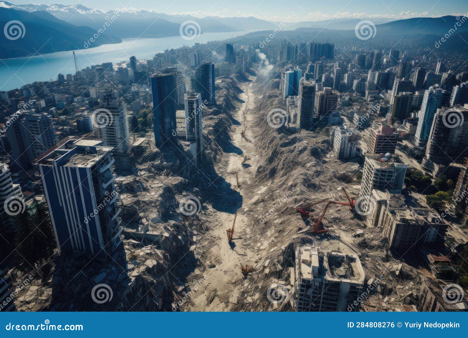 Haunting Aftermath of a Devastating Earthquake Stock Illustration ...