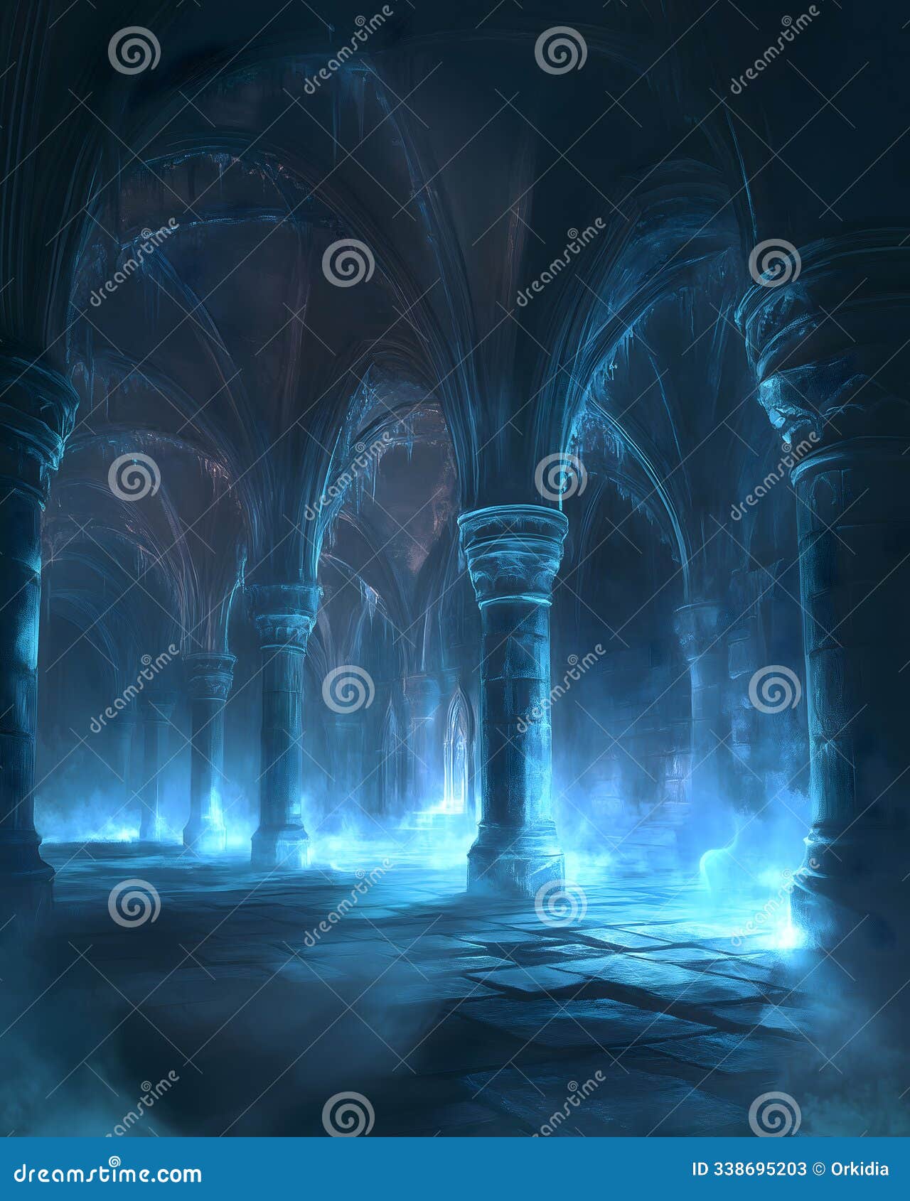 Haunting Gothic Crypt With Moonlight And Mist Royalty-Free Stock ...