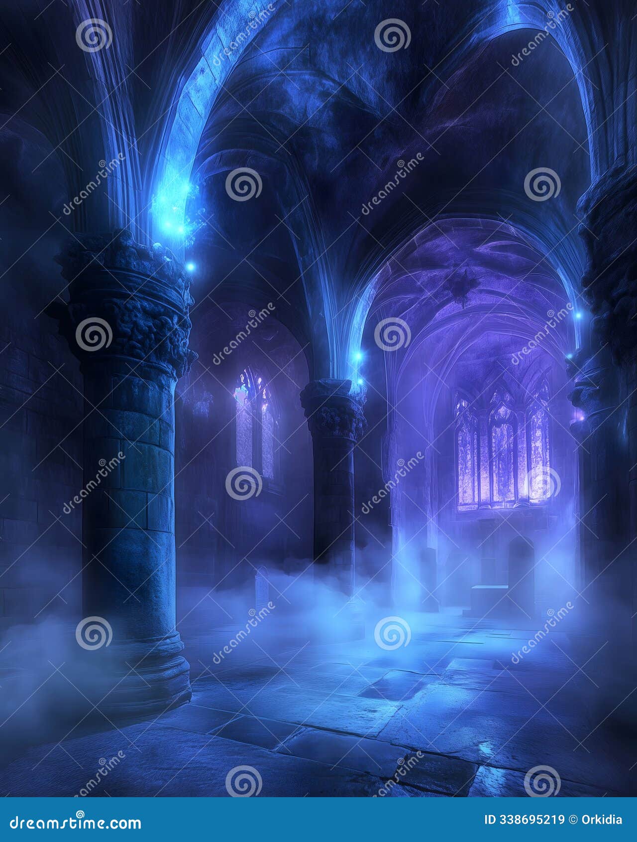 Haunting Gothic Crypt With Moonlight And Mist Royalty-Free Stock ...