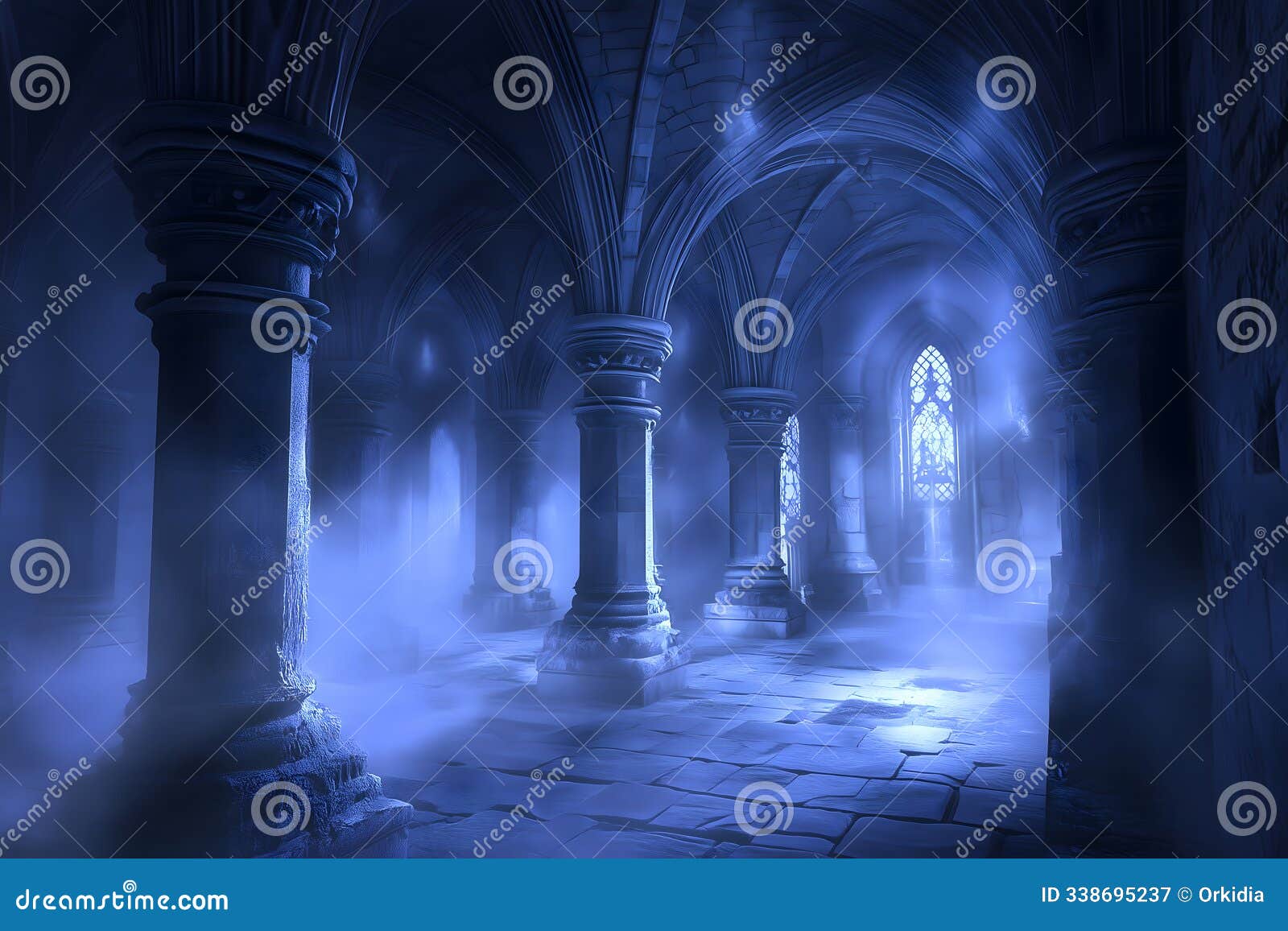 Haunting Gothic Crypt With Moonlight And Mist Royalty-Free Stock ...