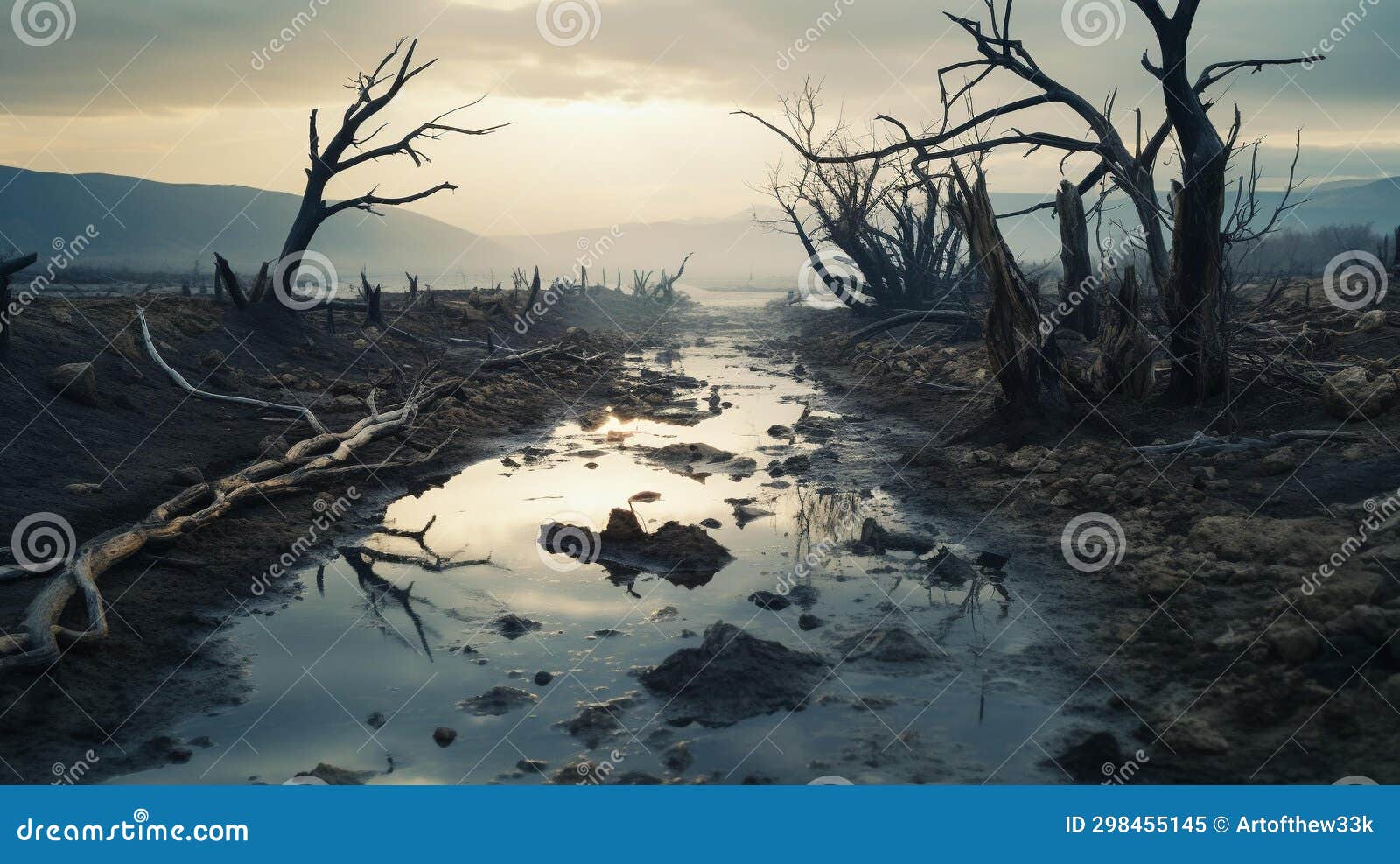 Desolate Wasteland: Devastating Pollutions Grip on Nature Stock ...