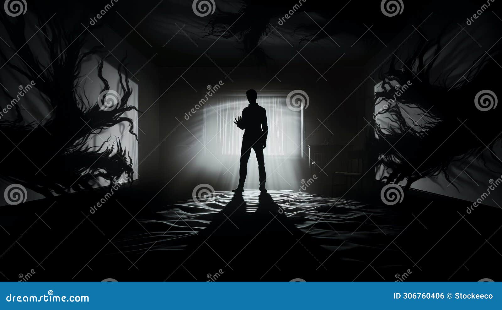 The Haunting Shadows: a Surreal Exploration of Light and Fear Stock ...