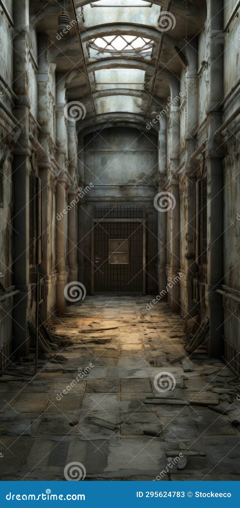 Hauntingly Beautiful Neoclassical Prison Interior 3d Render Stock ...