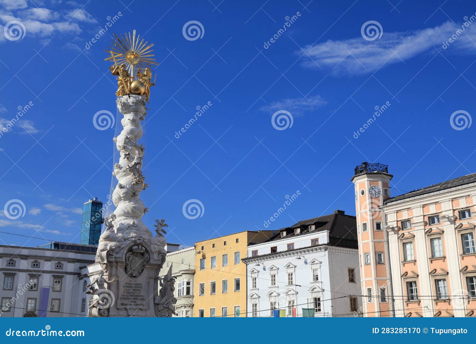 Hauptplatz Square in Linz, Austria Stock Photo - Image of plague ...