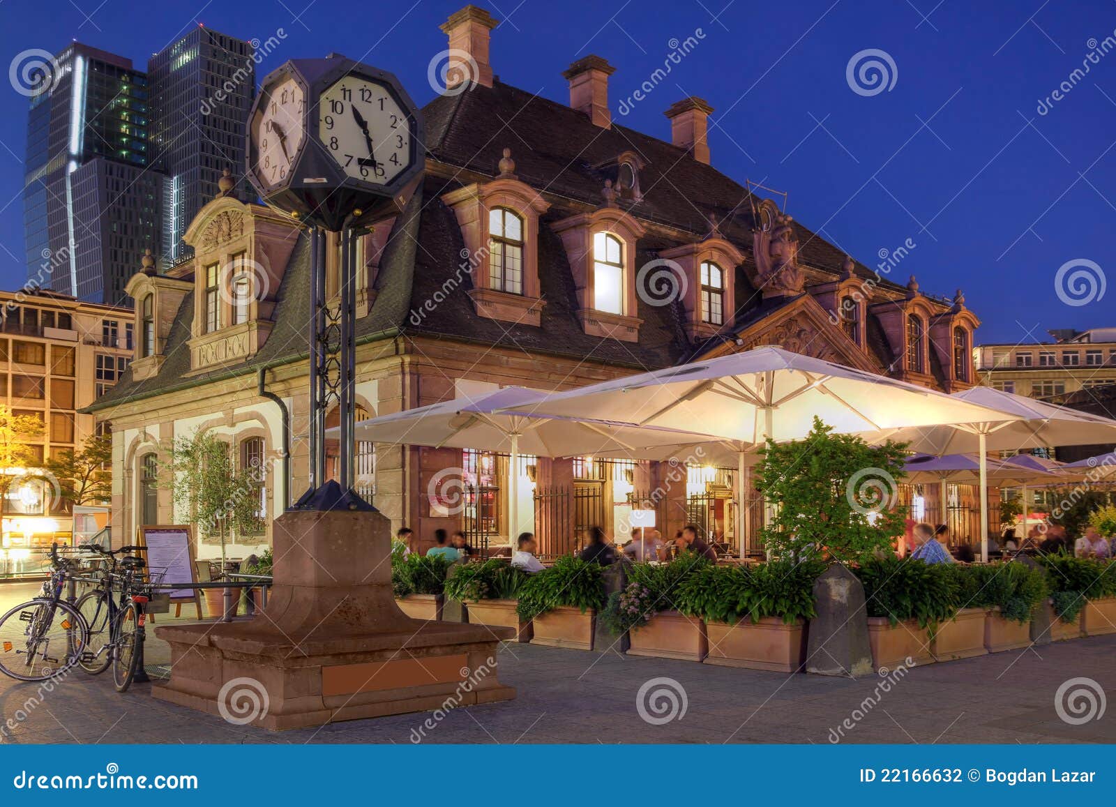 Hauptwache at Night, Frankfurt, Germany Stock Photo - Image of ...