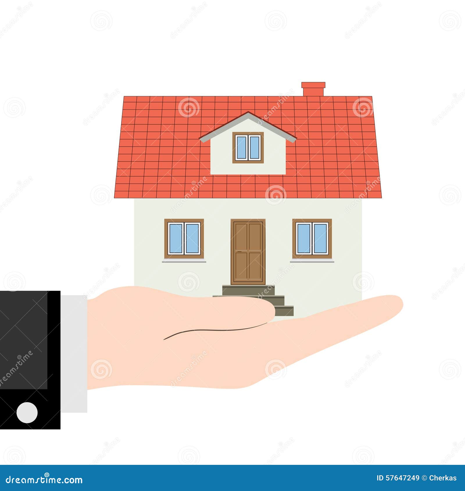 Haus in der Hand vektor abbildung. Illustration von kunst - 57647249