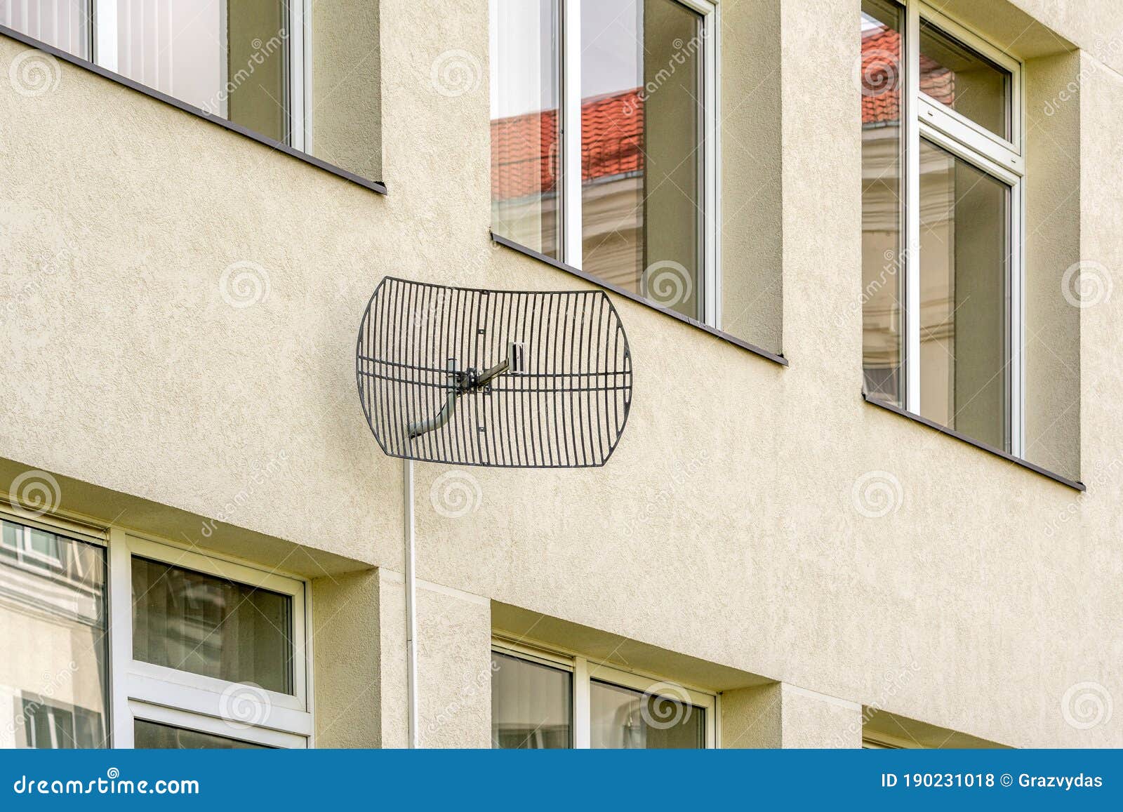 Hause Facade with Windows and Wireless Communication Antenna Stock ...