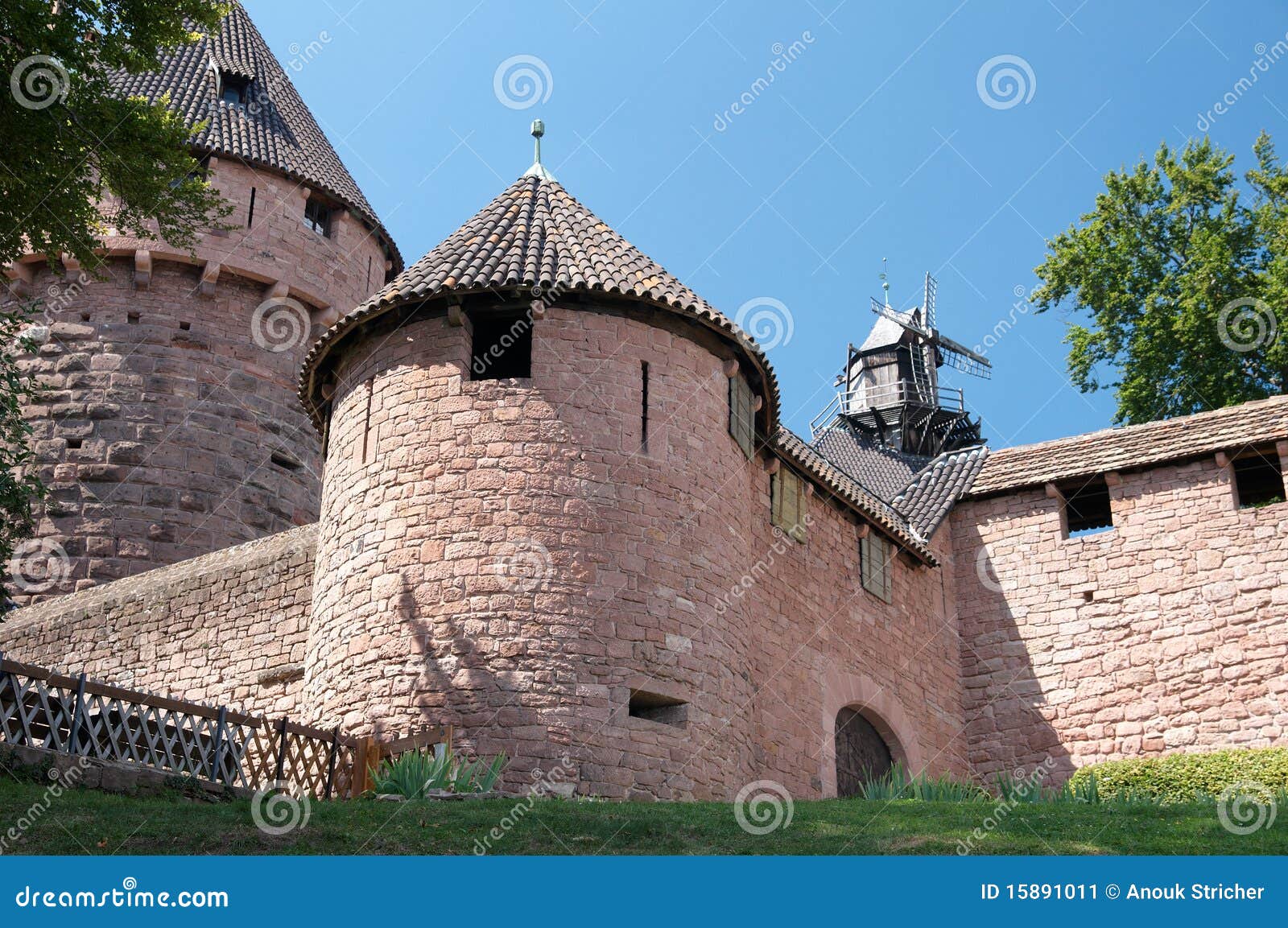 Haut-Koenigsbourg Castle and Windmill Stock Image - Image of building ...