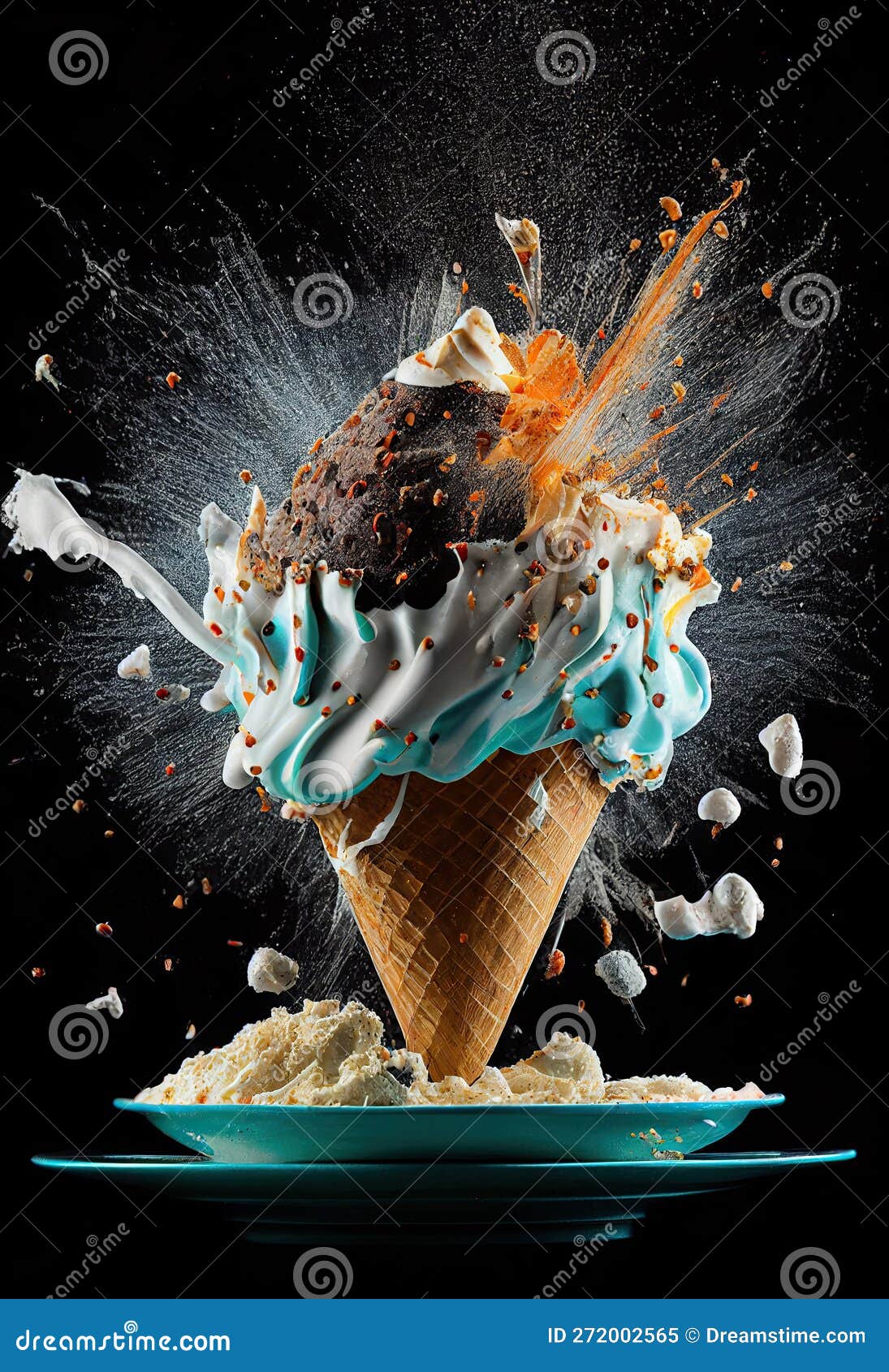 Haute Cuisine + Exploding Ice Cream. Ai Generative Stock Illustration ...