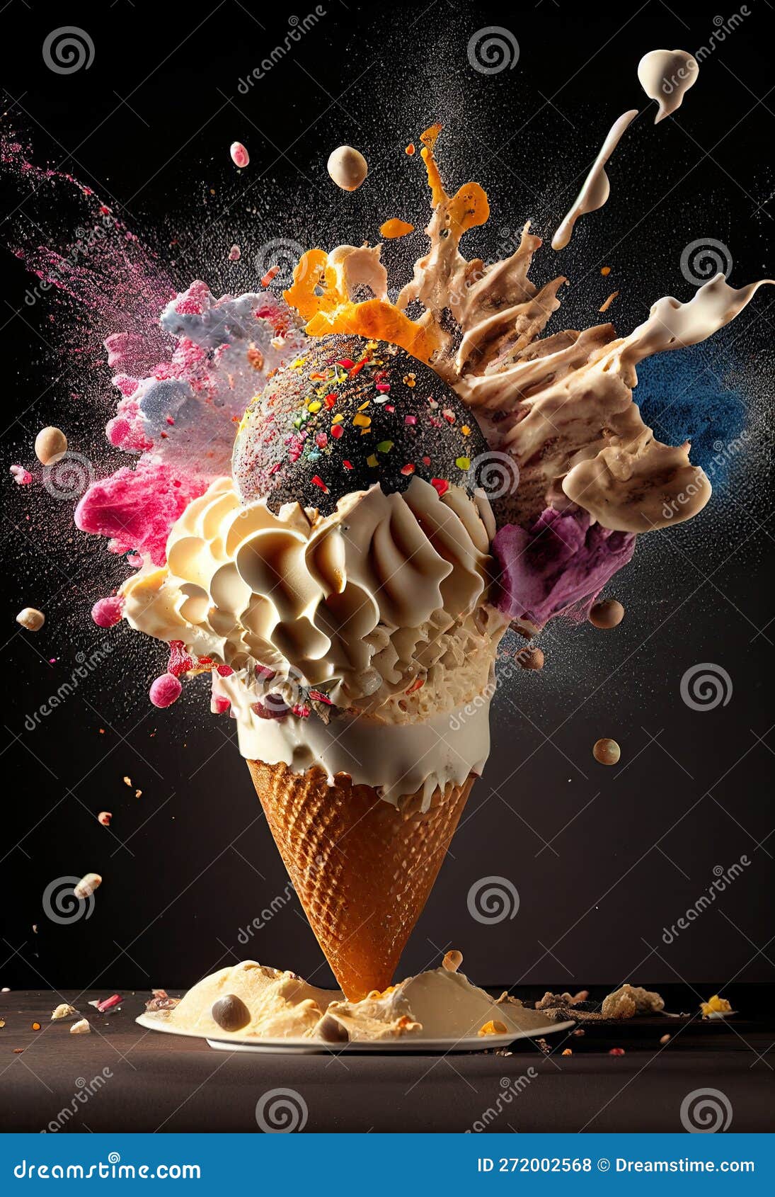 Haute Cuisine + Exploding Ice Cream. Ai Generative Stock Illustration ... Haute Cuisine + Exploding Ice Cream. Ai Generative Stock Illustration ...