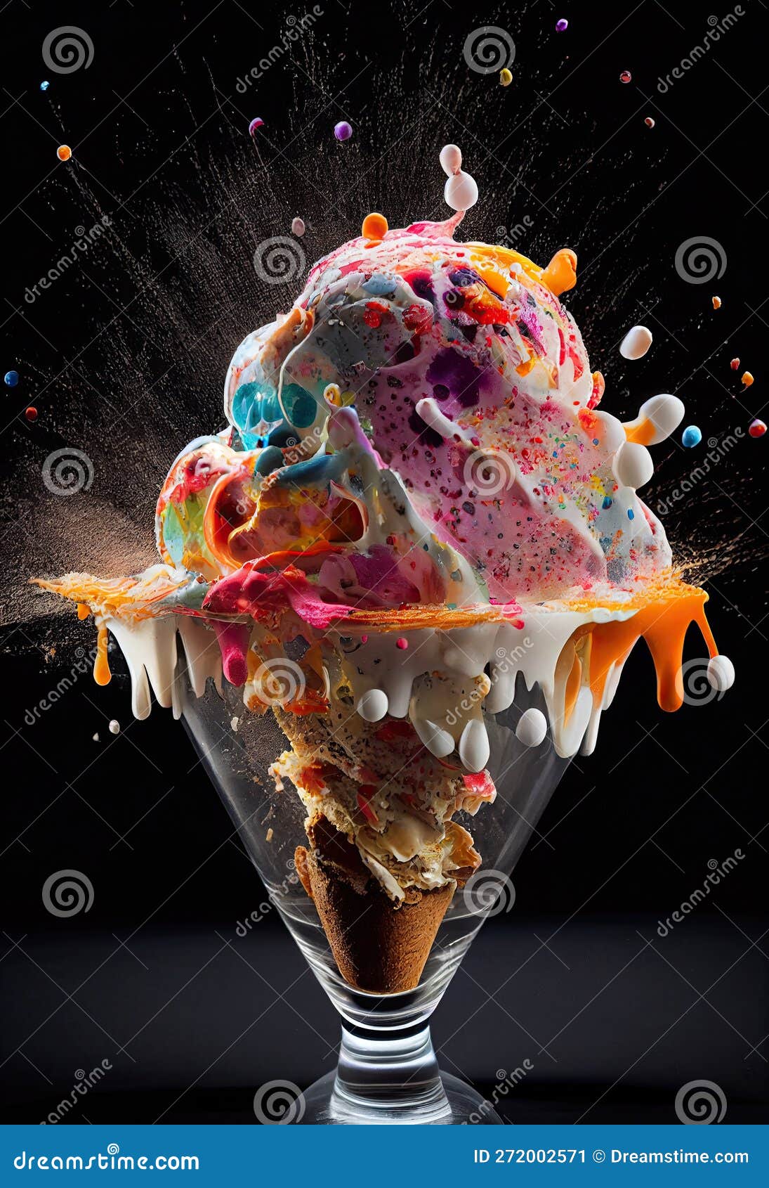 Haute Cuisine + Exploding Ice Cream. Ai Generative Stock Illustration ...