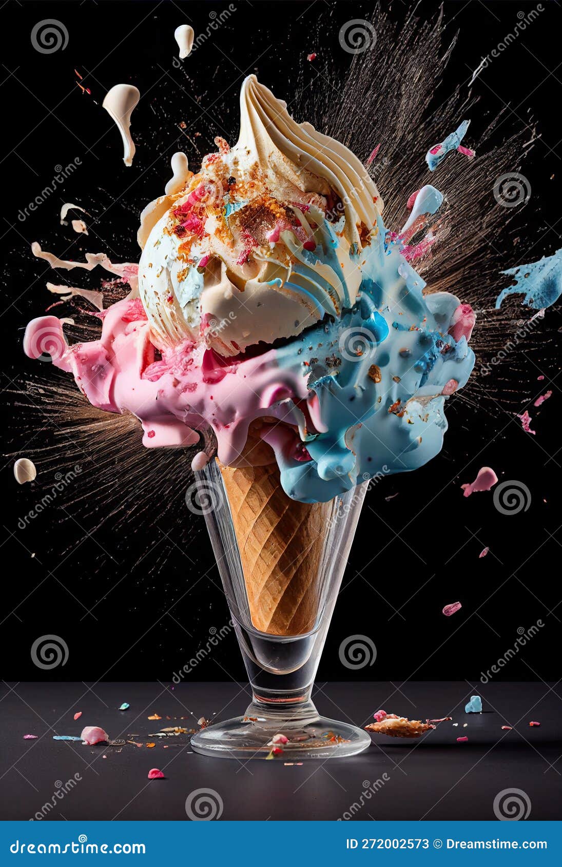 Haute Cuisine + Exploding Ice Cream. Ai Generative Stock Illustration ...