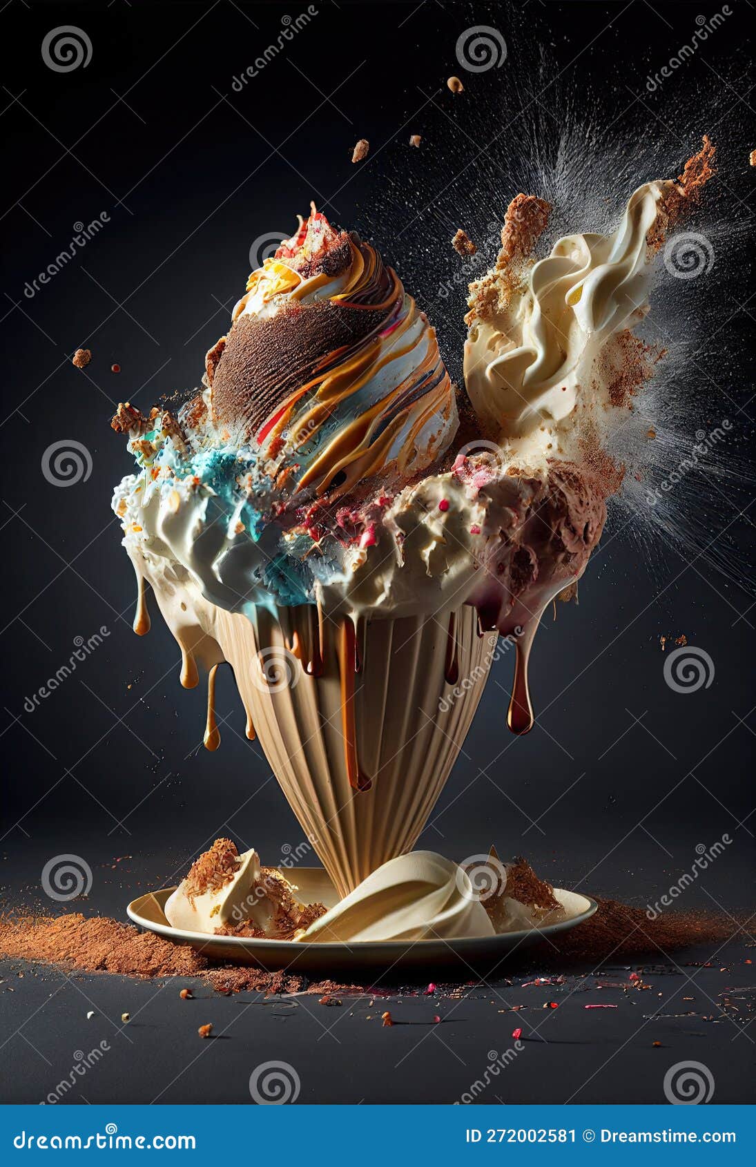 Haute Cuisine + Exploding Ice Cream. Ai Generative Stock Illustration ...