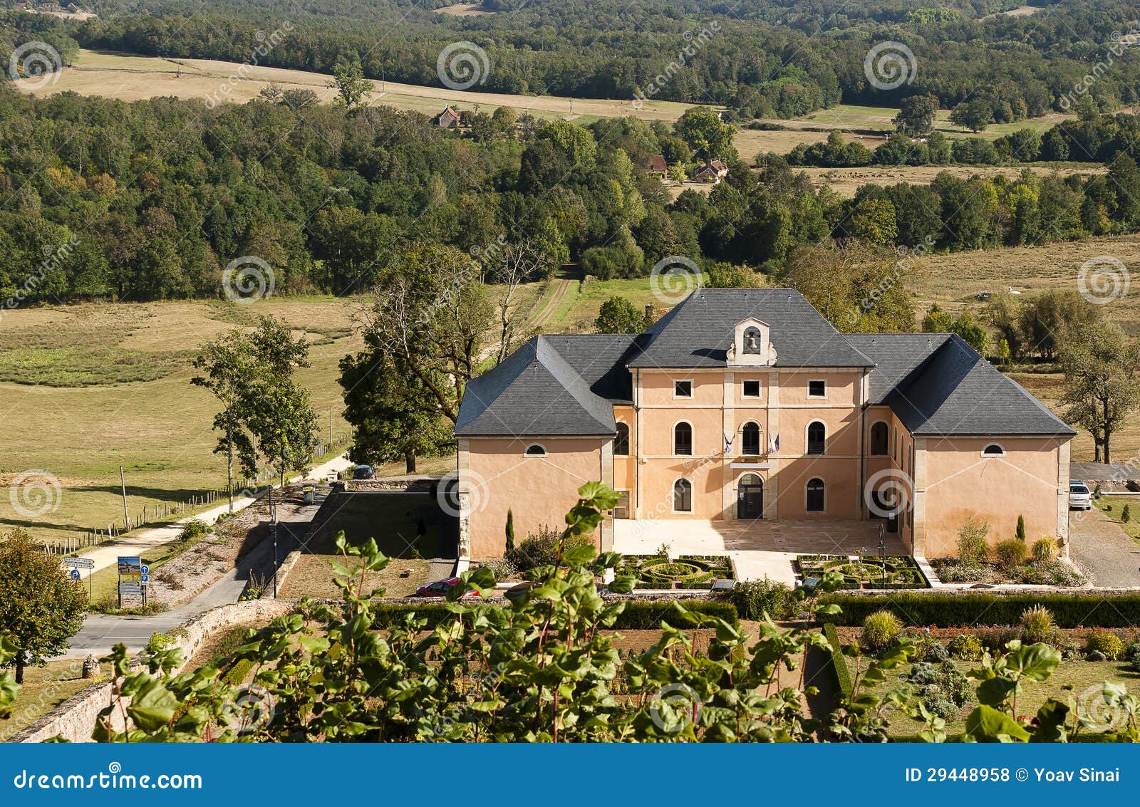 Hautefort City Hall from Hautefort Castle Stock Photo - Image of ...
