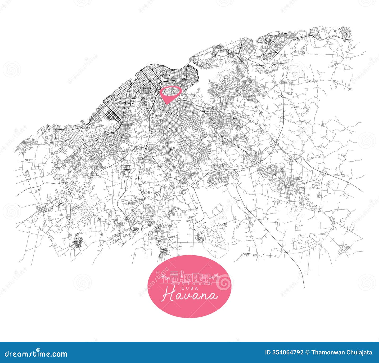 Havana Cuba. Detailed Country Map With Location Pin On Capital City ...