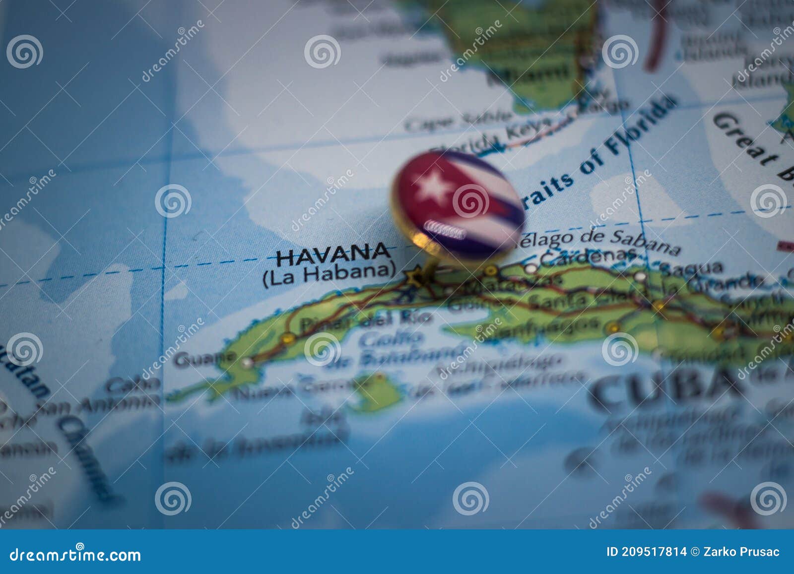 Havana Pinned on a Map with Flag of Cuba Stock Photo - Image of ...