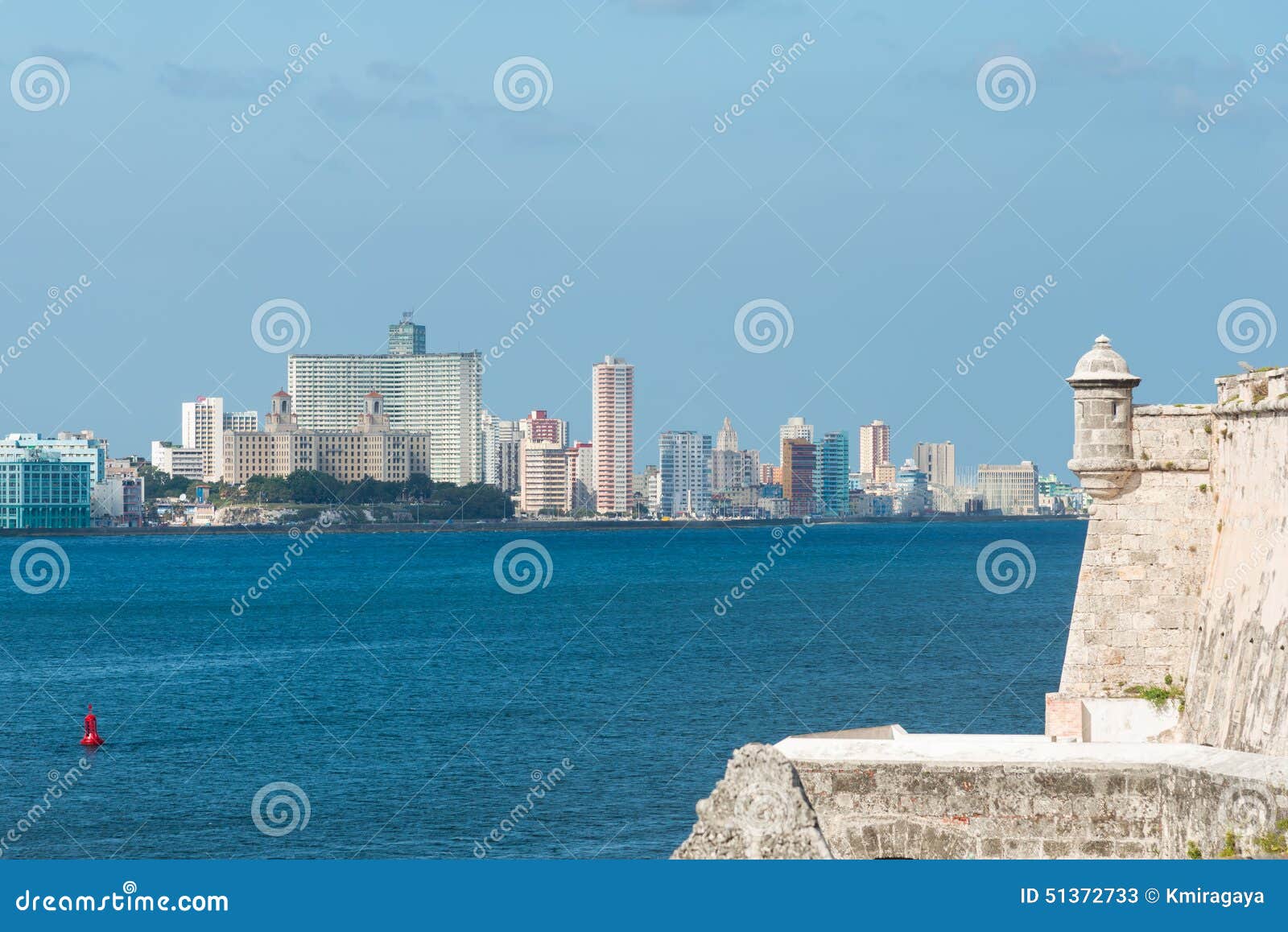 Havana Skyline with Tower from a Colonial Fortress Stock Image - Image ...