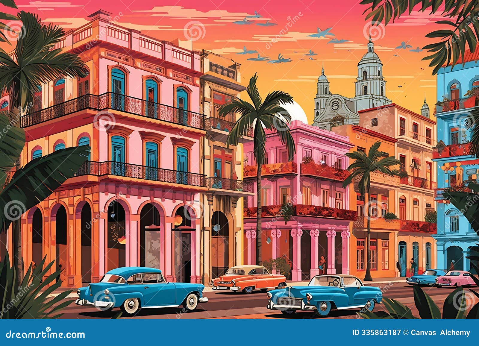 Havana Urban Landscape. Pattern with Houses Stock Image - Image of ...