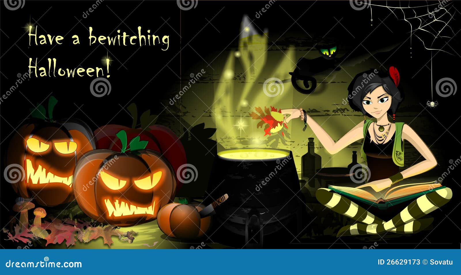 Have a Bewitching Halloween Stock Vector - Illustration of card, gypsy ...