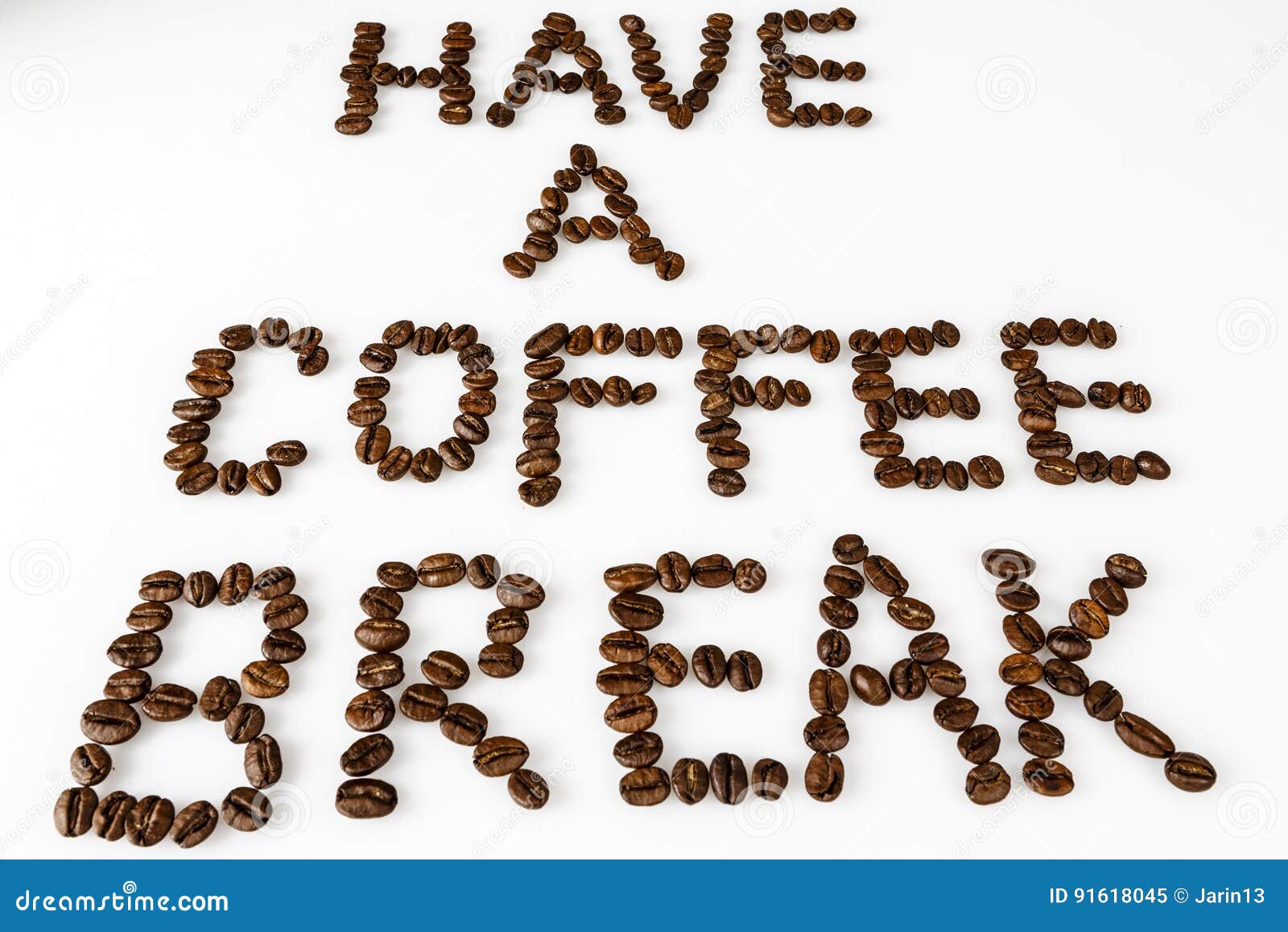 Have a Coffee Break from Beans on White Stock Image - Image of close ...