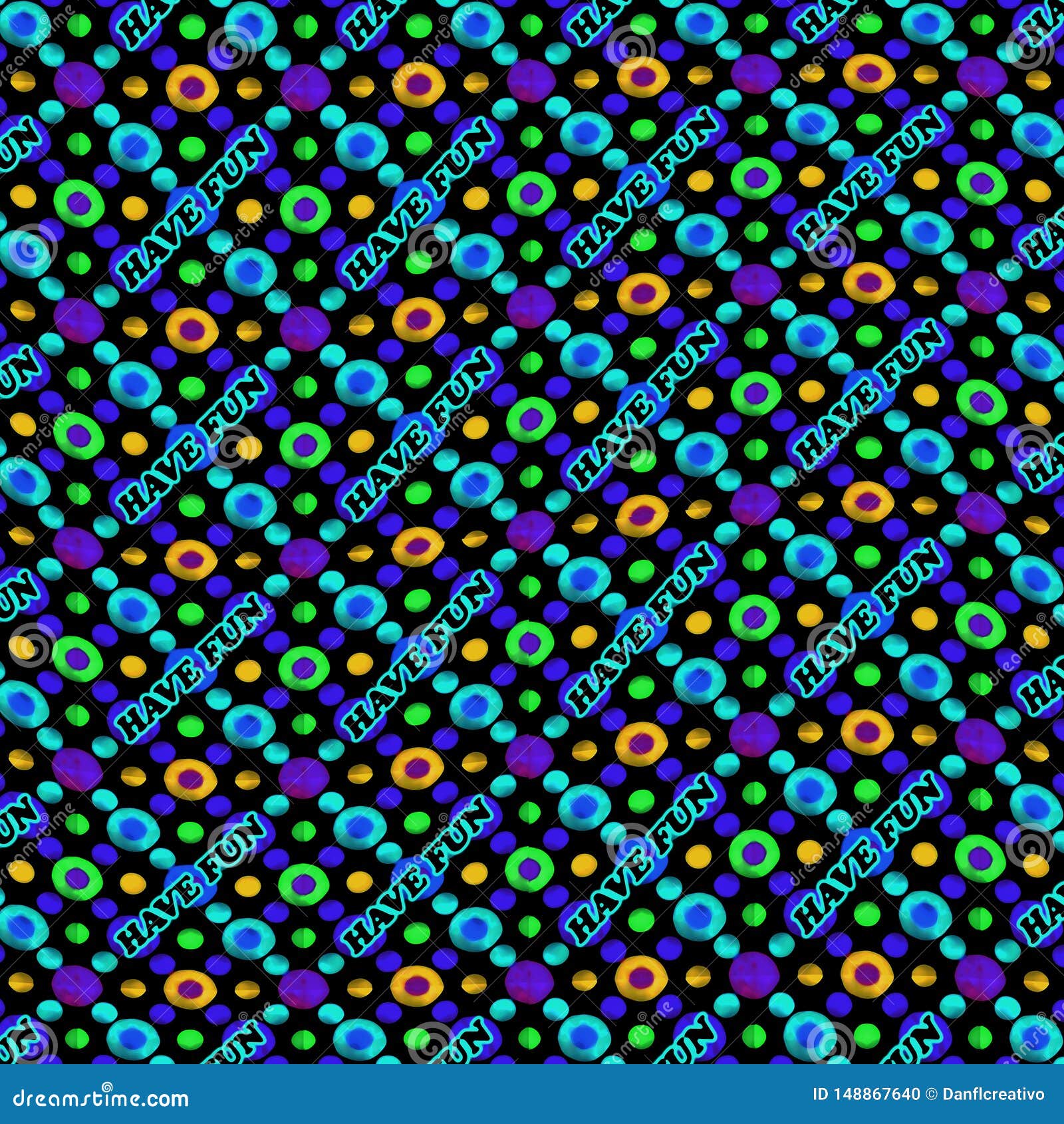 Have Fun Text Multicolored Pattern Stock Illustration - Illustration of ...