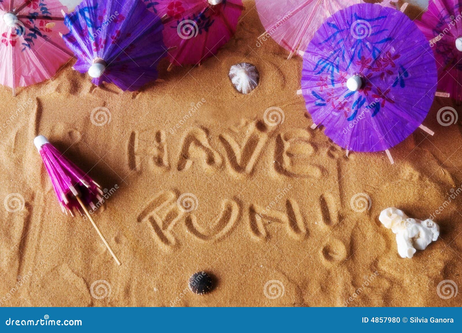 Have fun written on sand stock photo. Image of diffuse - 4857980