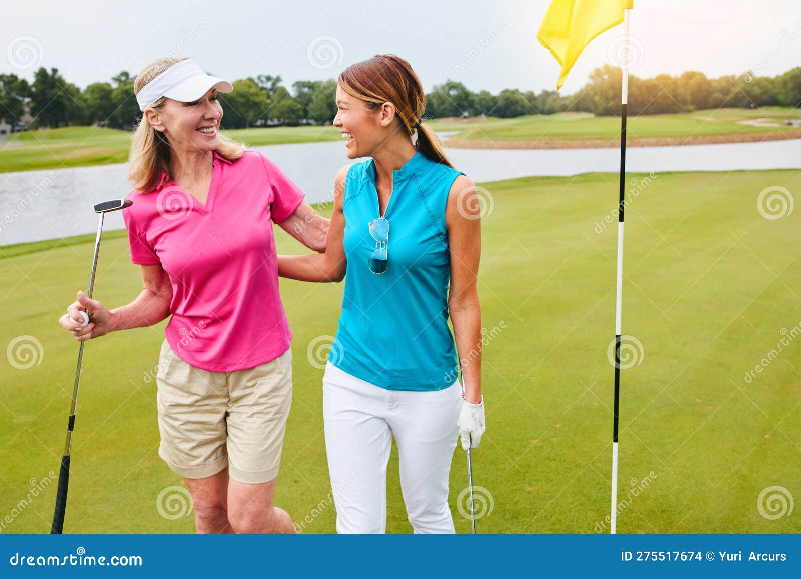We Have Golf in Common. Two Women Out Playing Golf Together. Stock ...
