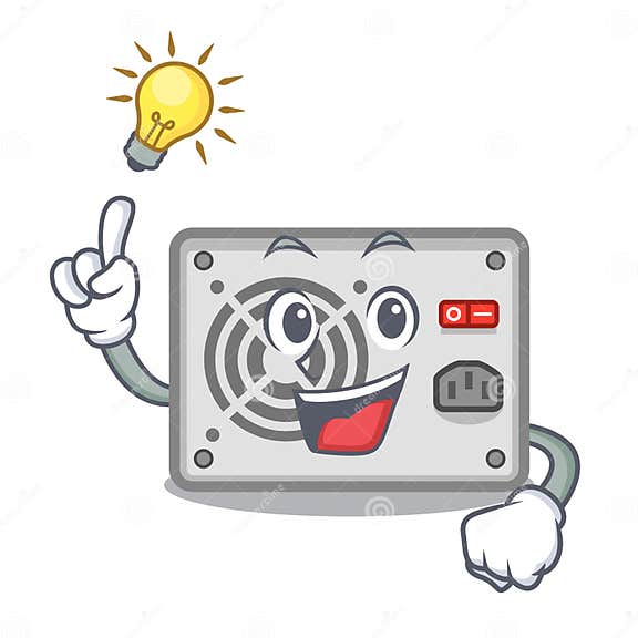Have an Idea Cartoon Power Supply on the Computer Stock Vector ...