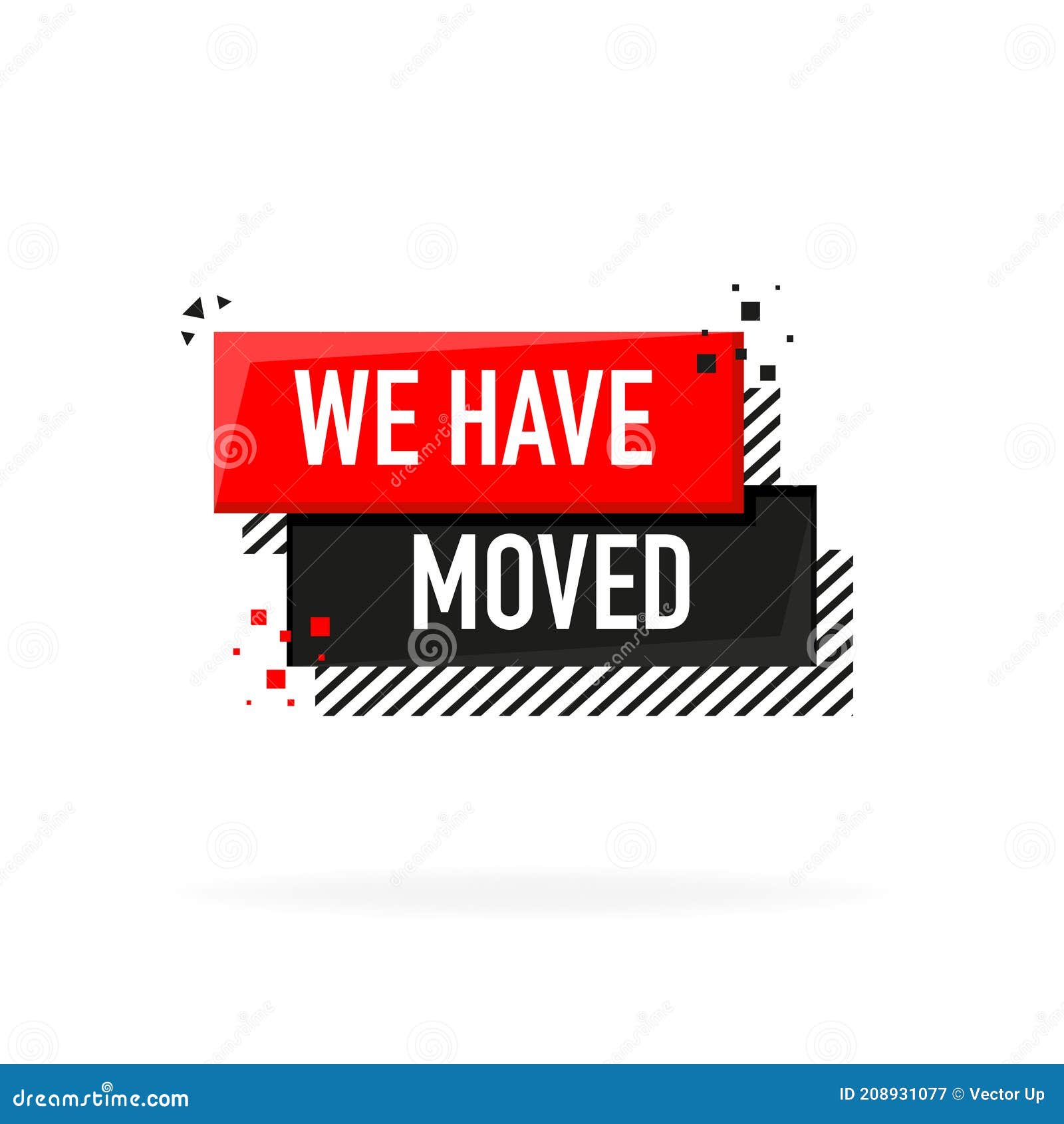 We Have Moved. Flat Badge Vector Illustration on White Background ...