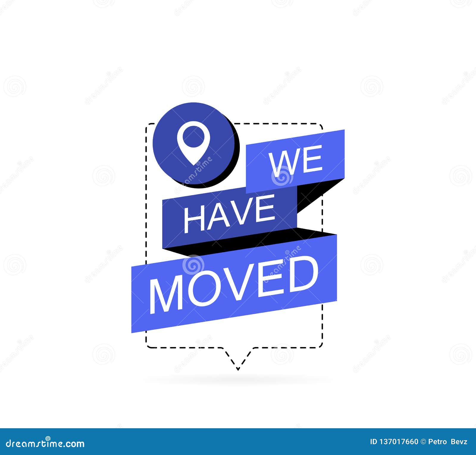 We Have Moved, Icon with Map Pin. Modern Flat Vector Illustration Stock ...