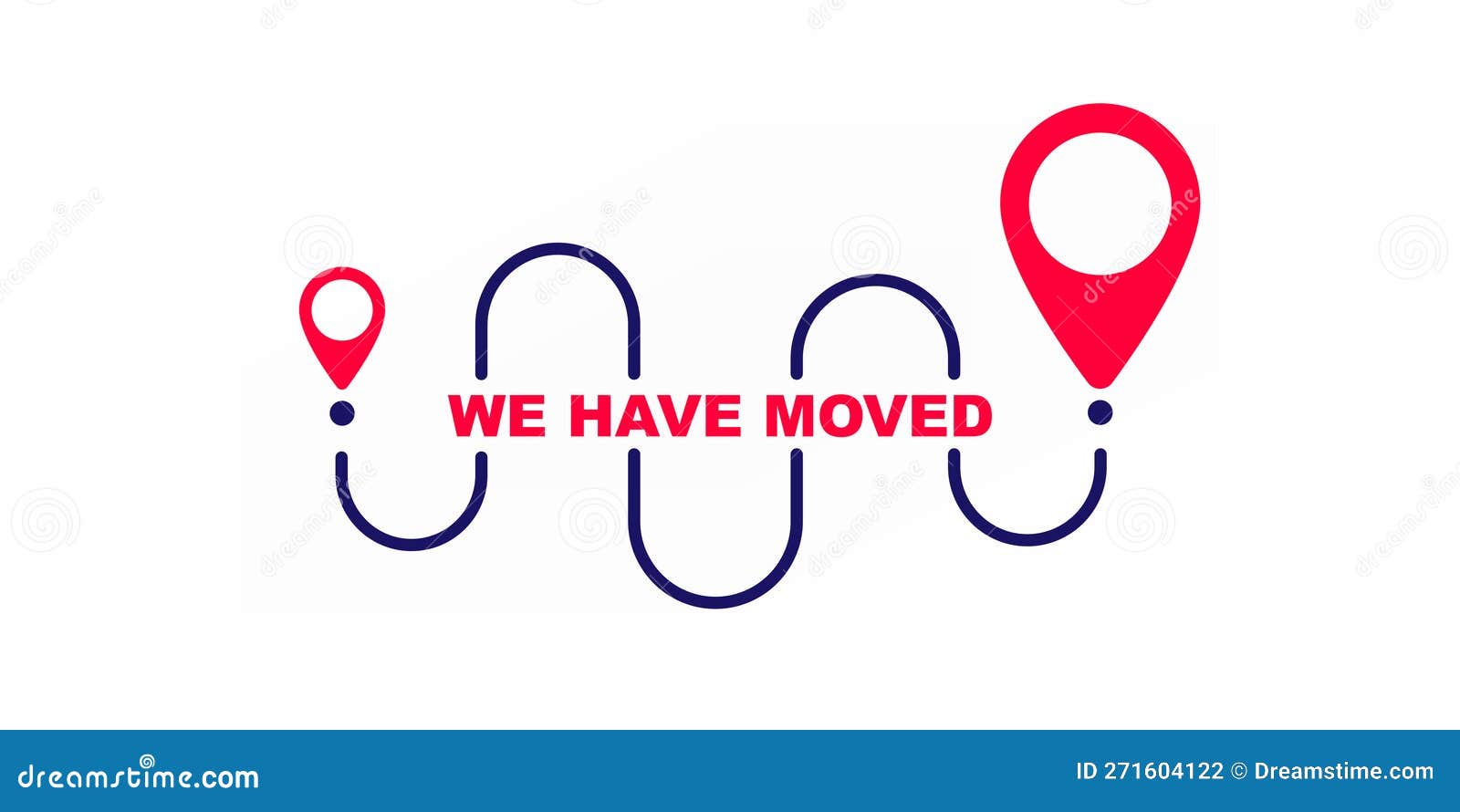 We Have Moved, we are Moving, Dashed Path and Gps Pin Simple ...