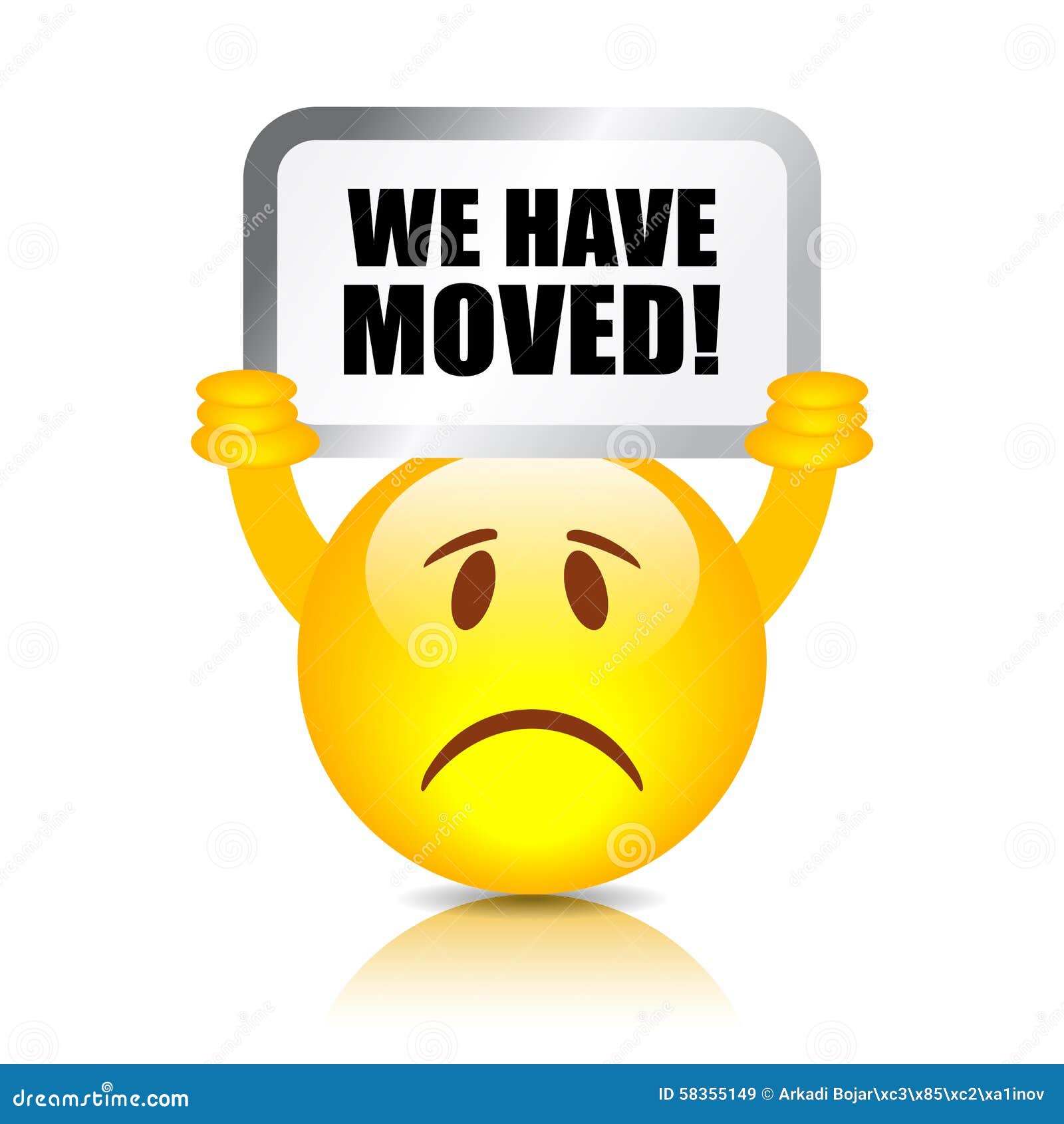 We`ve Moved Sign With Text Typography & Icon To Convey Moving Cartoon ...