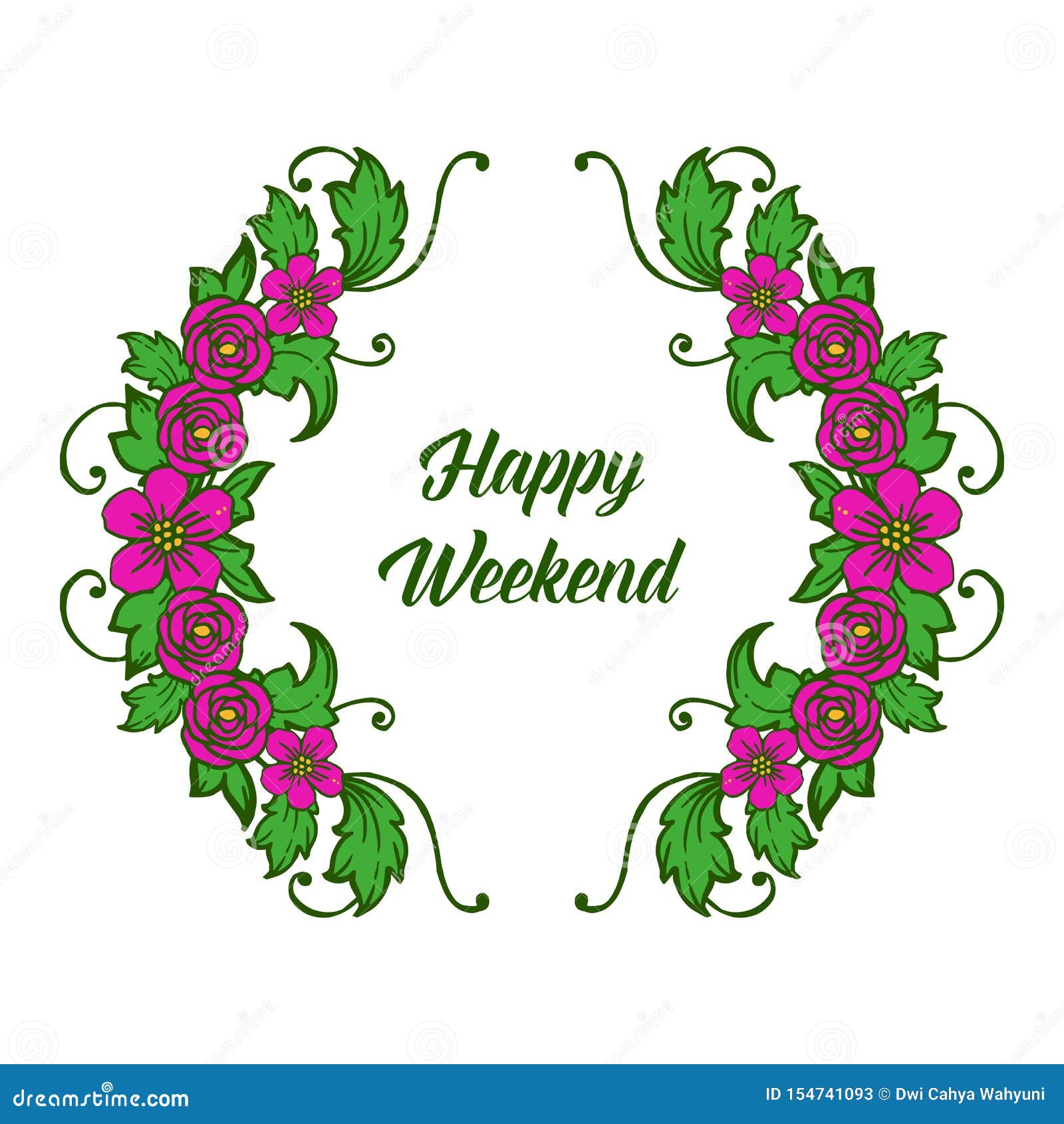 Have a Nice Happy Weekend, Various Shape Frame, with Crowd of Purple ...