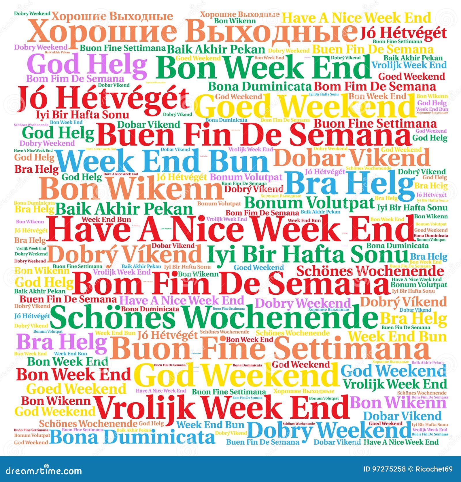 Have a Nice Week End in Different Languages Word Cloud Stock ...