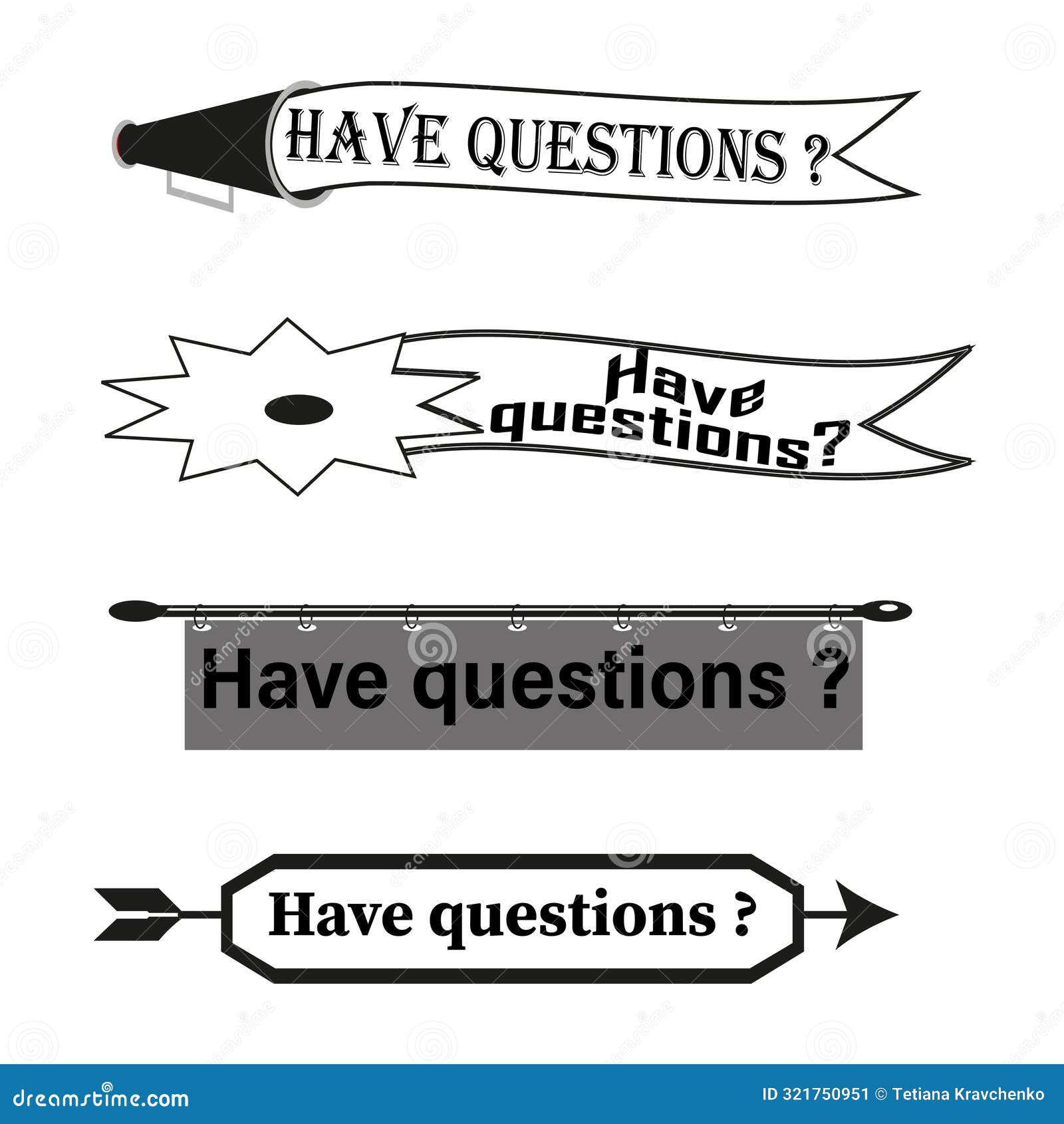 Have Questions Icons. Various Styles. Black and White. Vector ...
