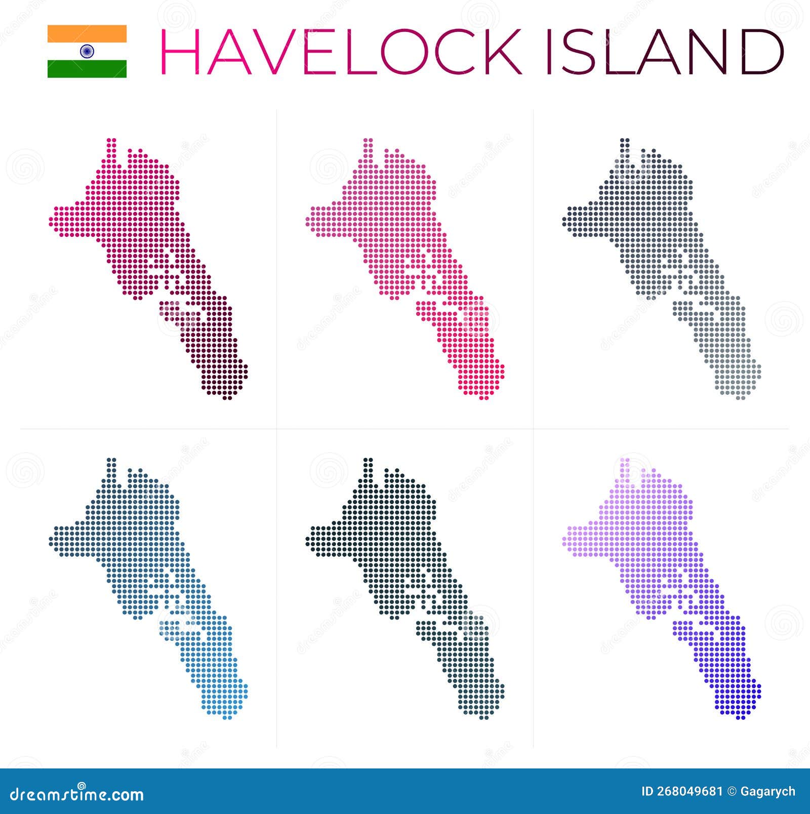 Havelock Island Dotted Glowing Map. Vector Illustration | CartoonDealer ...