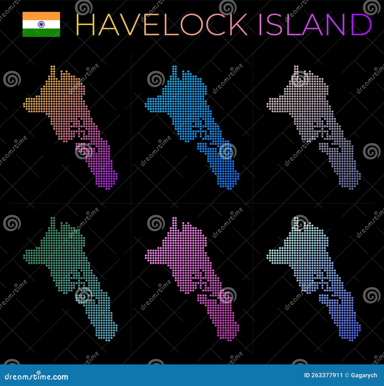 Havelock Island Dotted Map Set. Stock Vector - Illustration of graphic ...