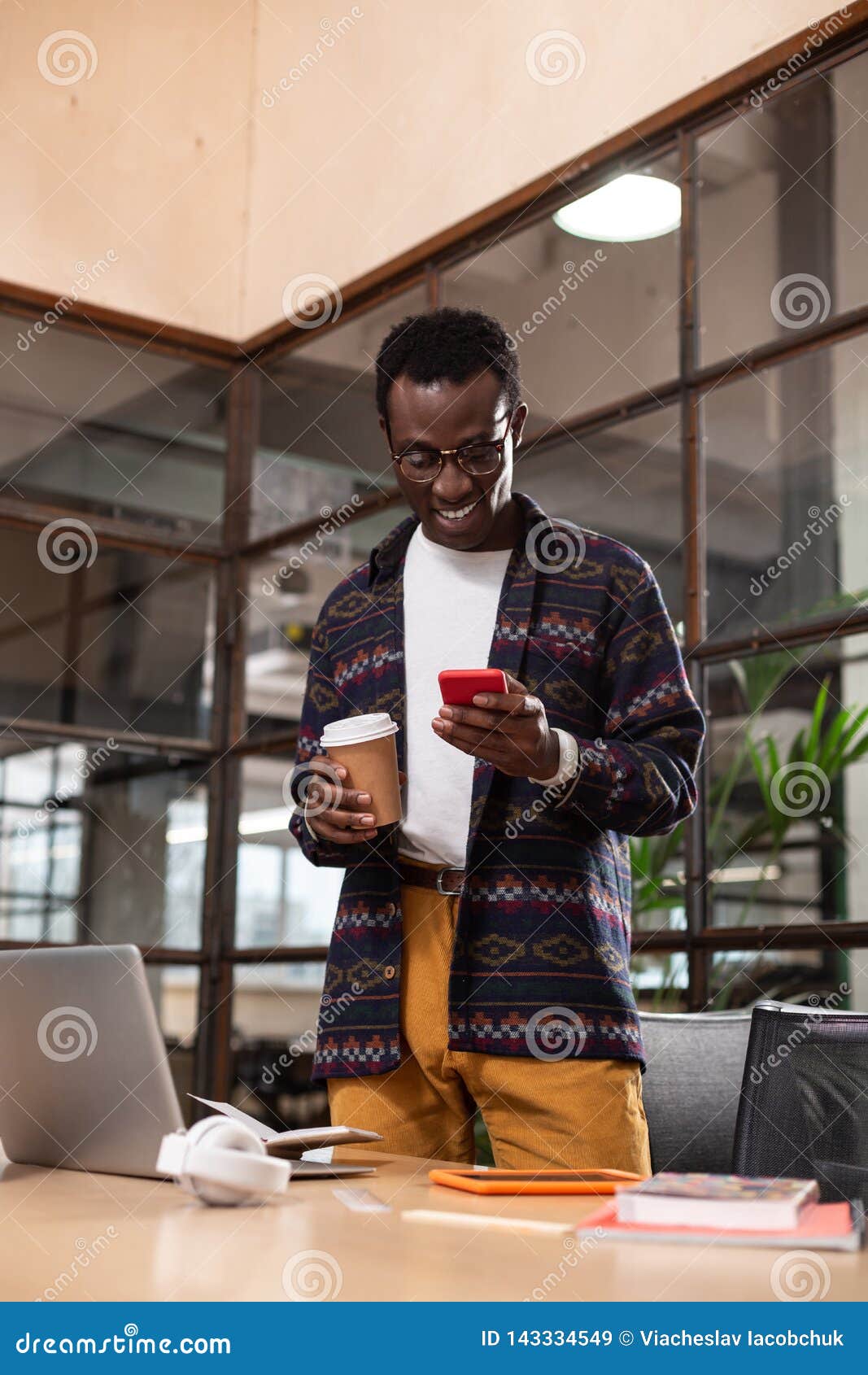 Man Having a Pause while Working in Office Stock Image - Image of ...