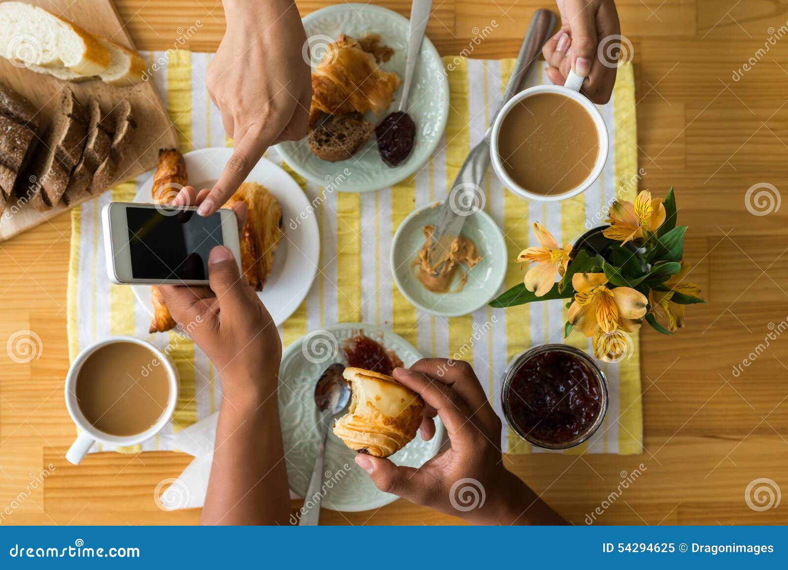 Having breakfast stock image. Image of technology, drink - 54294625